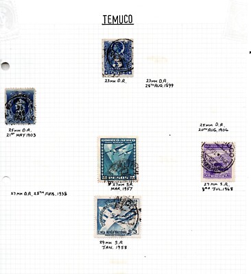 CHILE, SELLOS EN HOJA CON BISAGRA, CON MATASELLOS DE TEMUCO ( LOTN-58 ...
