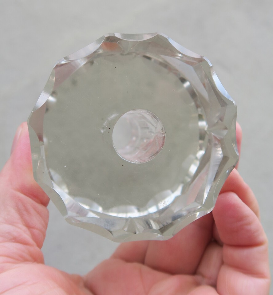 Cut crystal clear glass Vintage Lamp spacer part Czech Italy Austrian ...