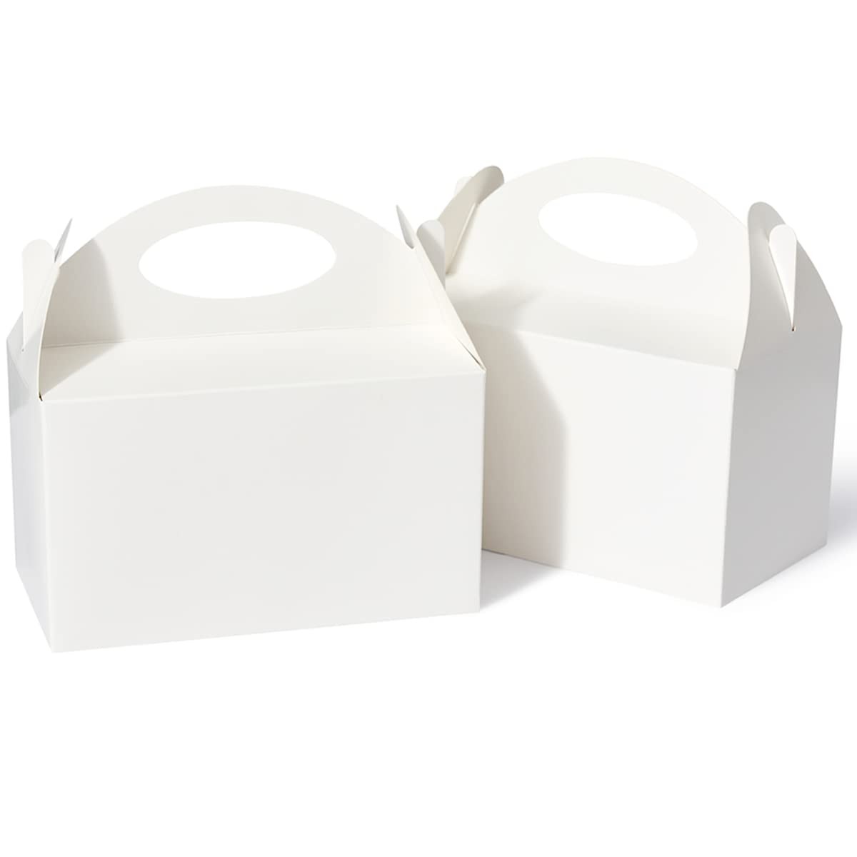 50 Pcs Party Treat Boxes - White, 6 Inch Candy Boxes with Handle ...