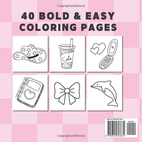 Preppy Things Coloring Book: Bold and Easy, Simple, Relaxing Designs ...