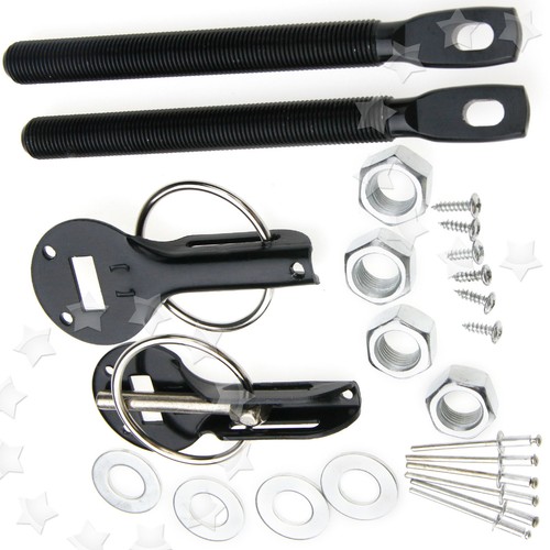 Universal Car Hood Mount Bonnet Latch Catch Pin Key Locking Kit Black ...