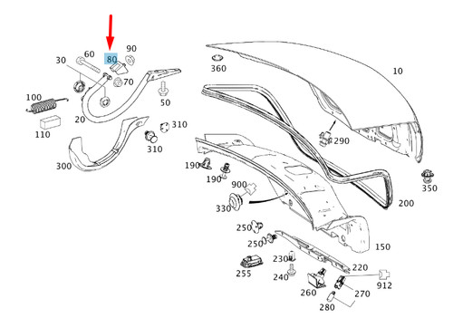 NEW MERCEDES-BENZ C W204 REAR LID RETAINER WEDGE A2127500026 ORIGINAL ...