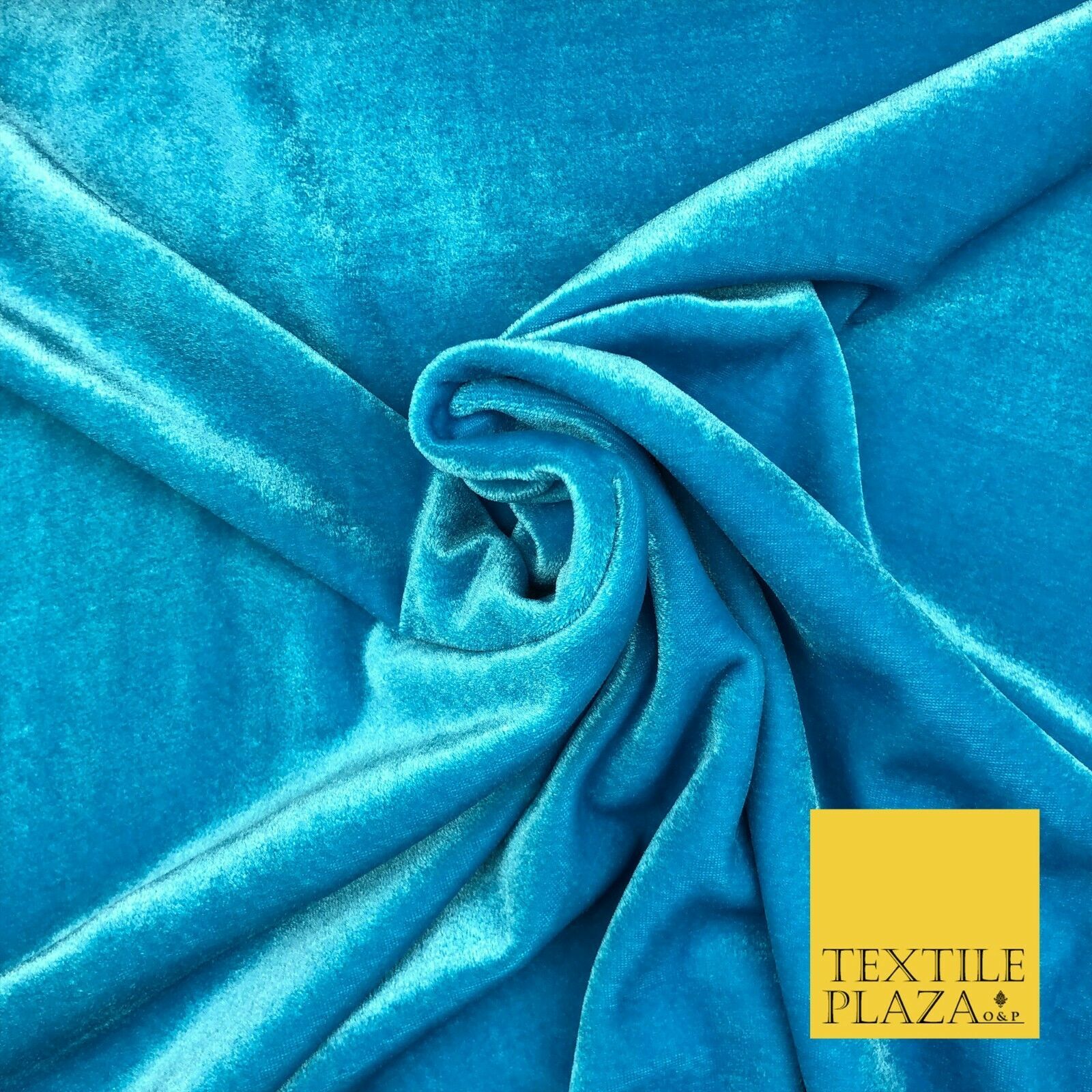 TURQUOISE BLUE Soft Plain Velvet Fabric Material - 58" - More Colours ...