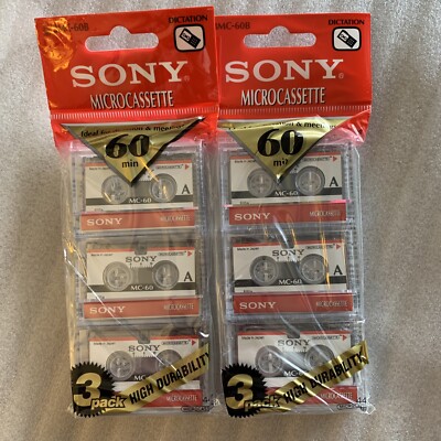 Sony MC-60 MC60 Microcassette Blank Cassette 60 min - 6 Tapes | eBay