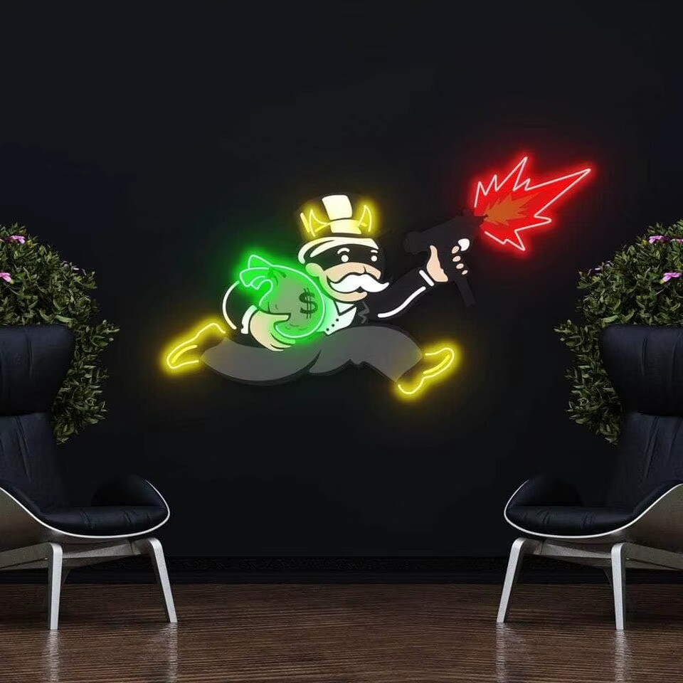Neon Monopoly Man Money Sign Custom Neon Signs Wall Art Led Neon Light ...