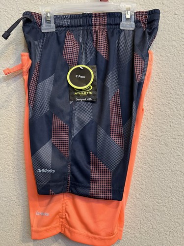 2-Pack, Boys’ Athletic Works Shorts, Sz: S (6/7) Dark Gray & Orange Dri ...