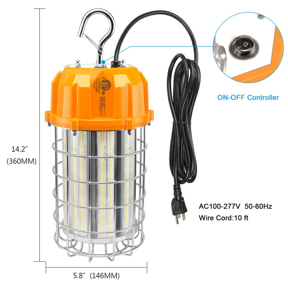 100W Hanging LED Temporary Work Light 14500LM High Bay Basement Tunnel ...