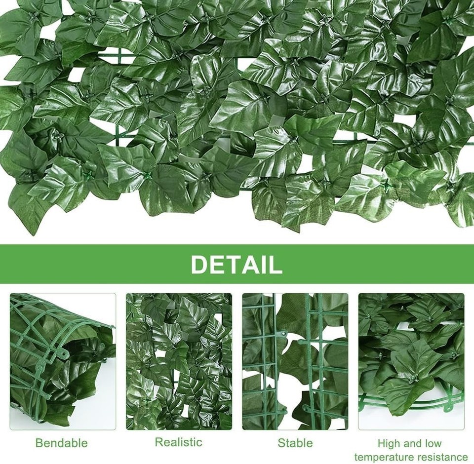 3m Artificial Hedge Fake Ivy Leaf Garden Fence Privacy Screening Roll ...