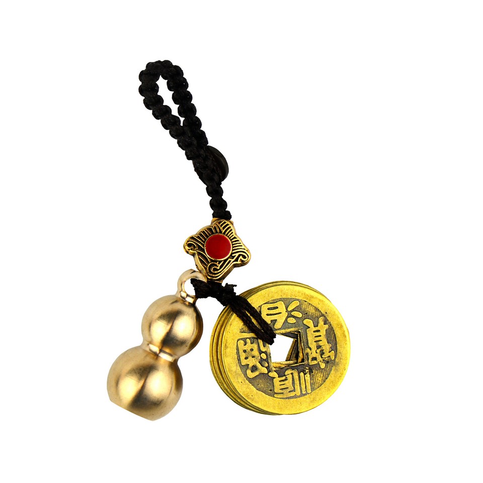 Brass Wu Lou Keychains Chinese Gourd Feng Shui Hu Lu Pendant Key Ring葫芦 ...