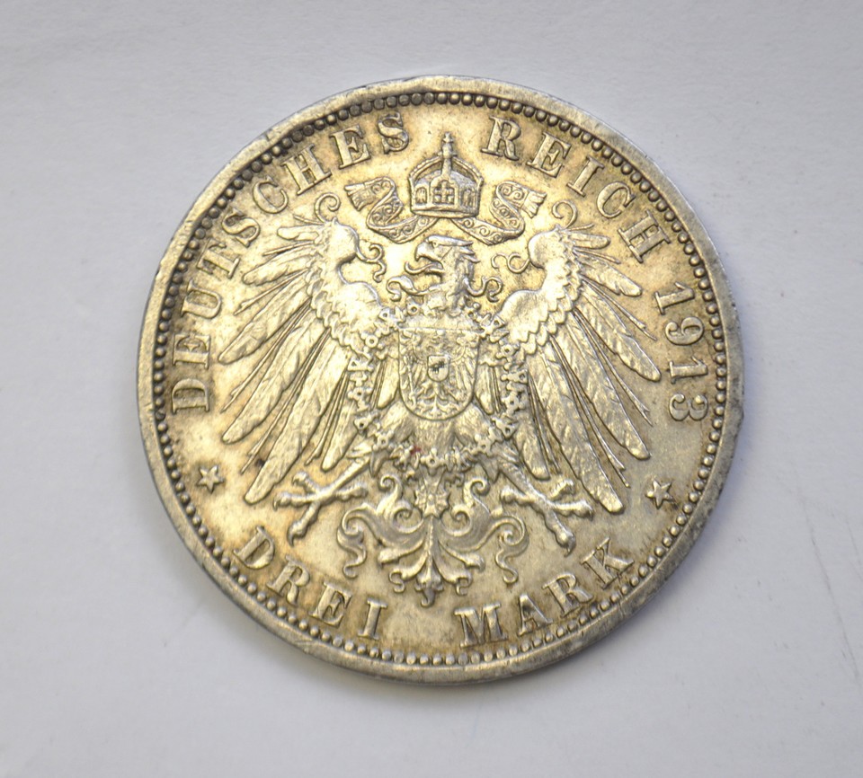 1913-A German State Prussia Silver 3 Marks Wilhelm II coin | eBay