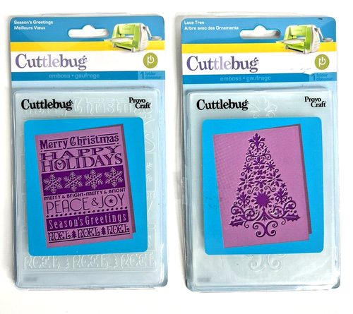 2 ProvoCraft Cuttlebug Lace Tree & Season's Greetings Embossing Folder ...