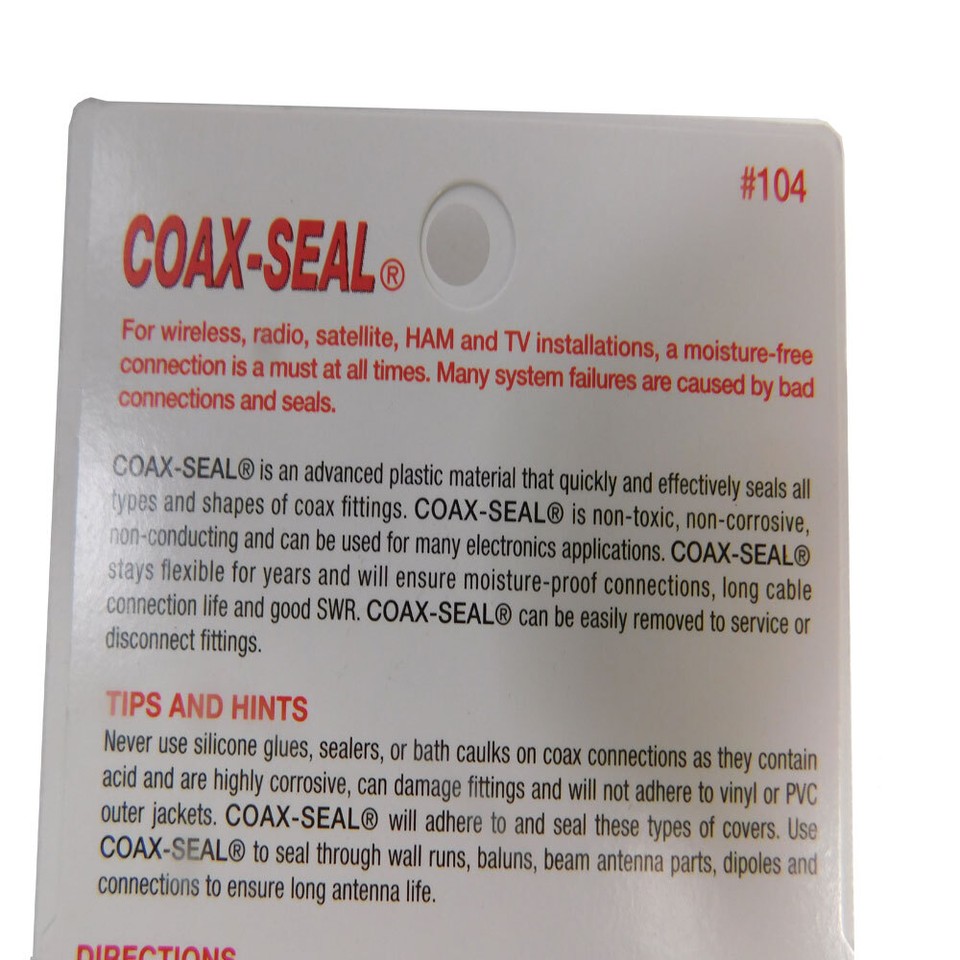 (Lot of 10) Coax-Seal #104 Hand-Moldable 5ft x 1/2" Plastic ...