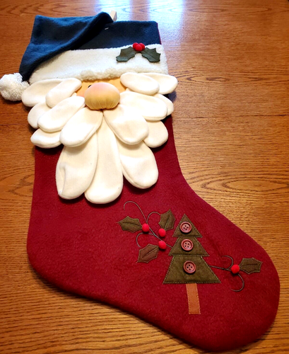 Christmas Stocking RED felted 3D Santa Face 27" X 11".FREE SHIPPING | eBay