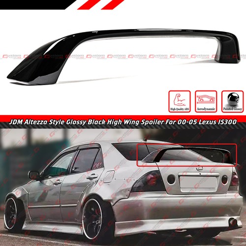 FOR 2000-2005 Lexus IS300 Sedan JDM Altezza Style Gloss Black High Wing ...