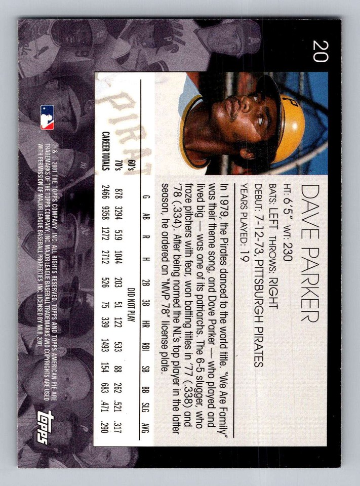 2001 Topps American Pie #20 Dave Parker Pirates | eBay
