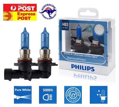 2x Philips HB3 9005 Diamond Vision 5000K White Fog Light Headlight Hi ...