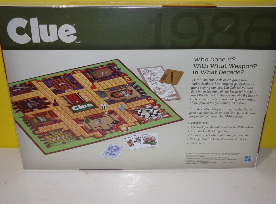 CLUE Retro Series Classic Detective Game 1986 Edition Hasbro Gaming NEW ...