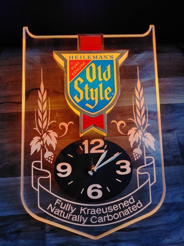 1982 Old Style Beer Light Up Clock Vintage Sign Game Room Man Cave Bar ...