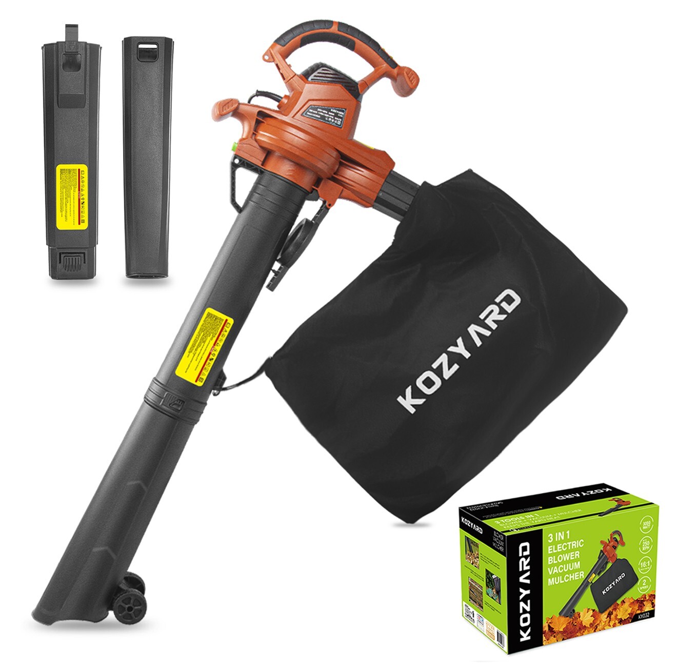 KOZYARD 3-in-1 3000W Electric Leaf Blower Vacuum Mulcher Hand-Held Leaf ...