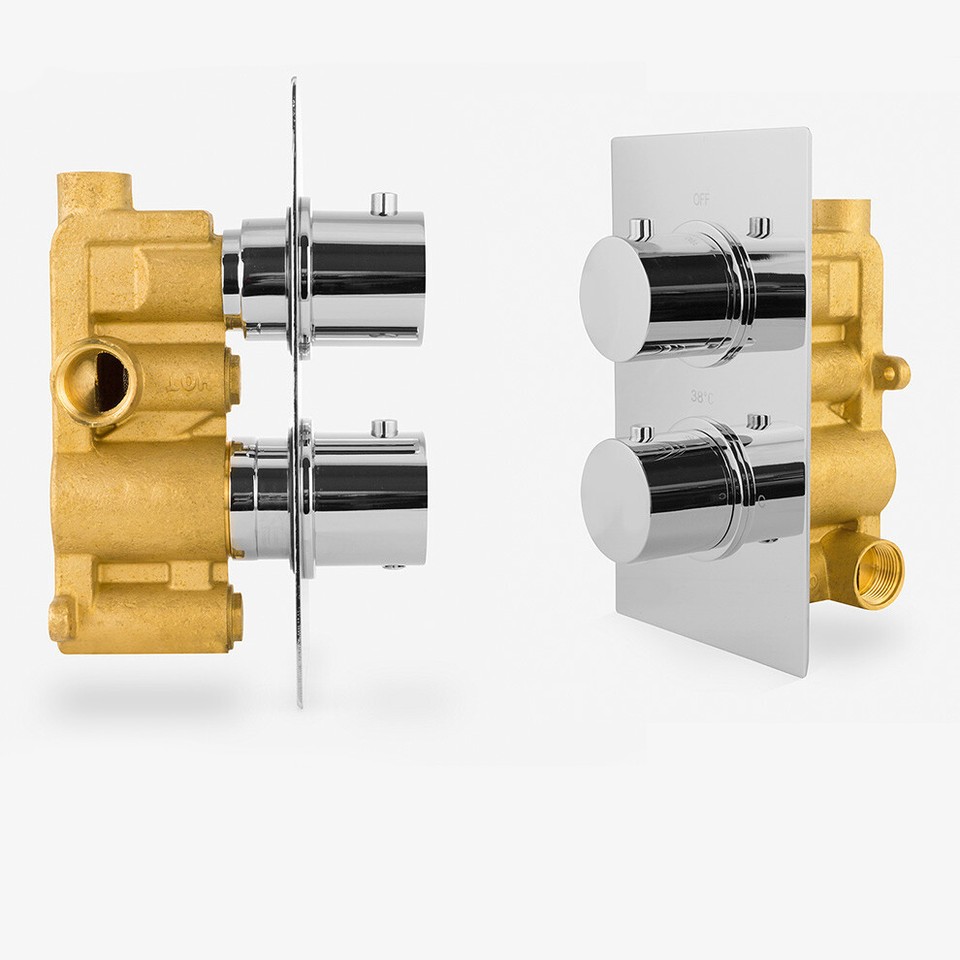 Concealed Thermostatic Shower Mixer Valve 1 / 2 / 3 Way Outlet Chrome ...