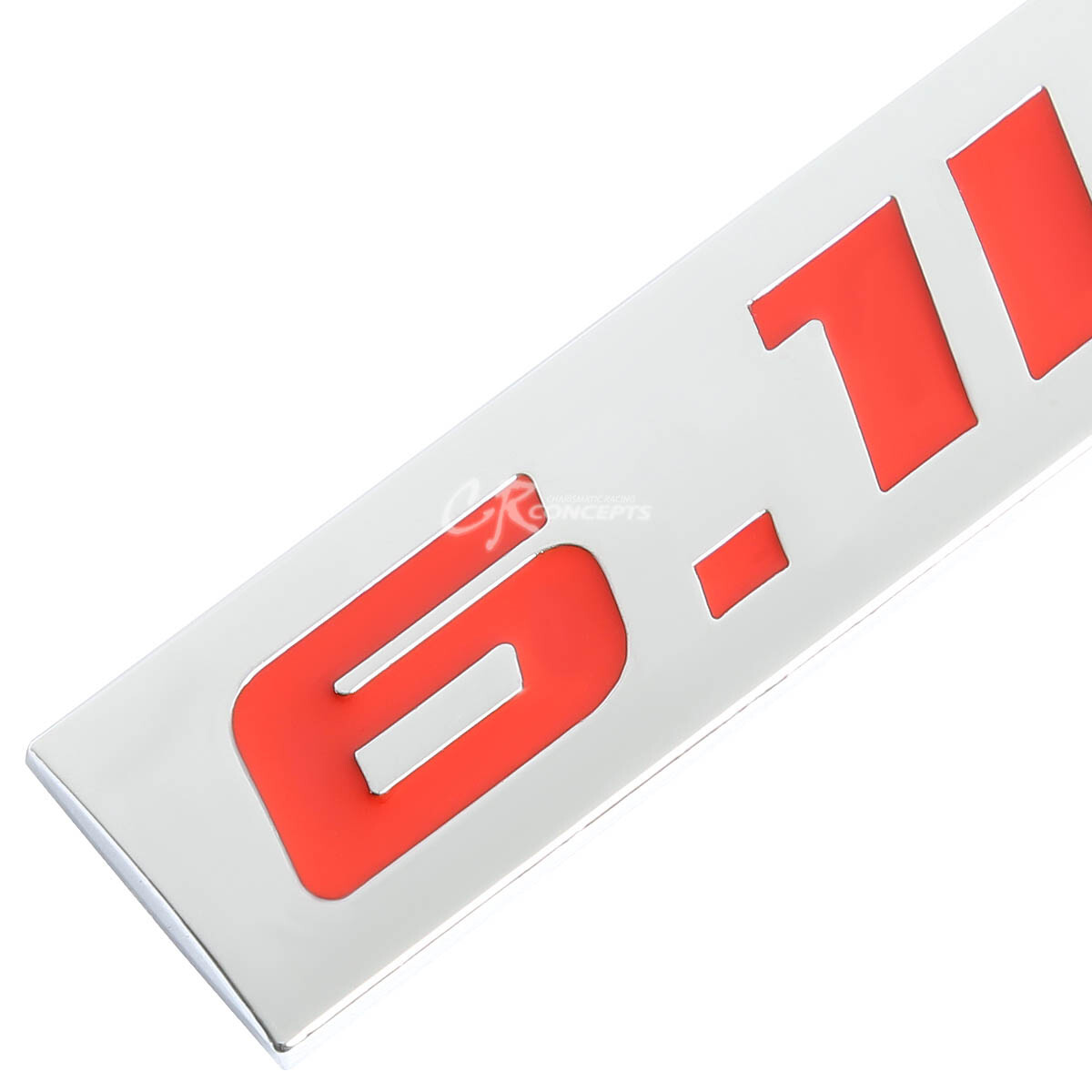 3M TAPE ON METAL EMBLEM DECAL LOGO TRIM BADGE POLISHED CHROME RED 6.1L ...
