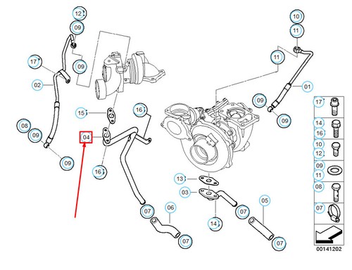 OEM BMW 5 E60 EXHAUST MANIFOLD TURBOCHARGER OIL RETURN PIPE 11427792244 ...