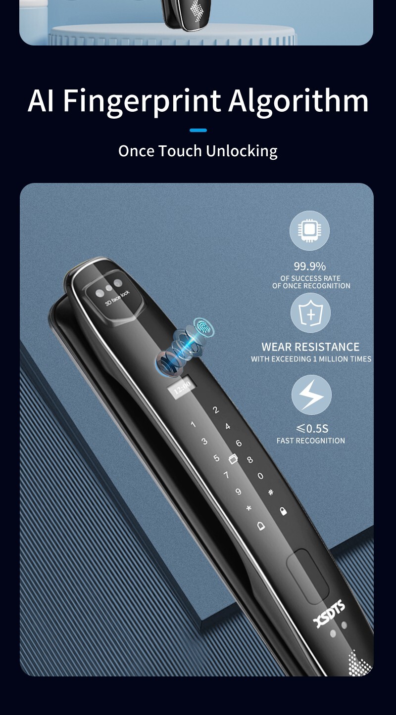 3D Smart Door Lock Face Recognition Camera Finger Print Password ...