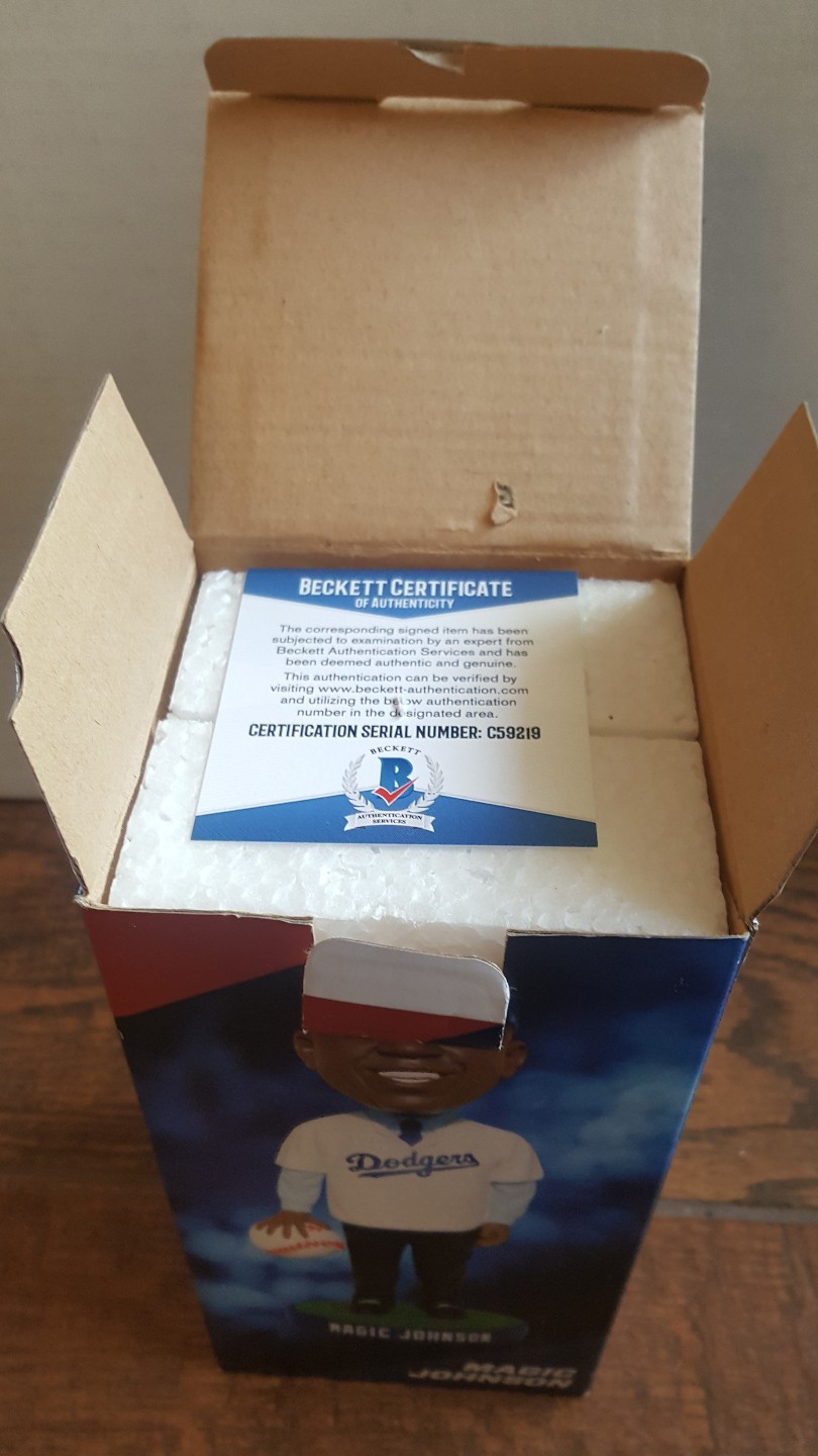 Magic Johnson Signed Los Angeles Dodgers Baseball Bobblehead *Lakers ...