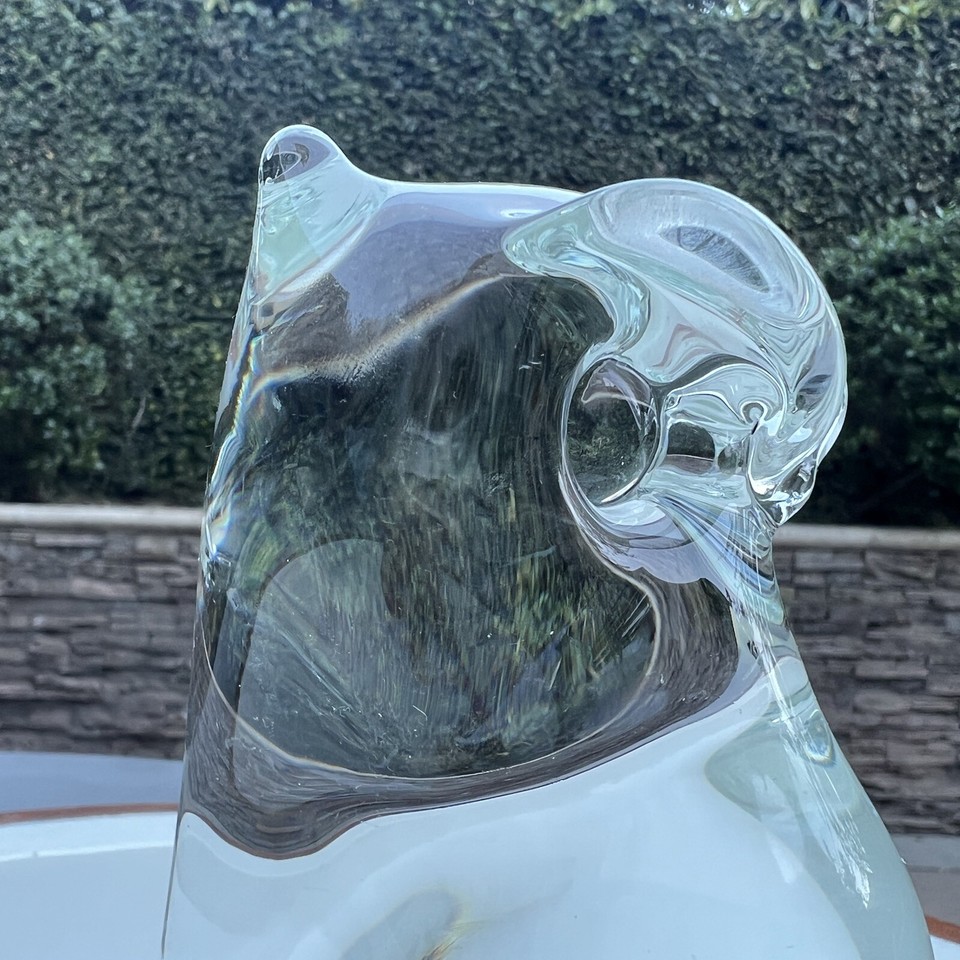 Rare Vintage MCM Roberto Moretti Signed Art Clear Glass Owl Sculpture 6 ...