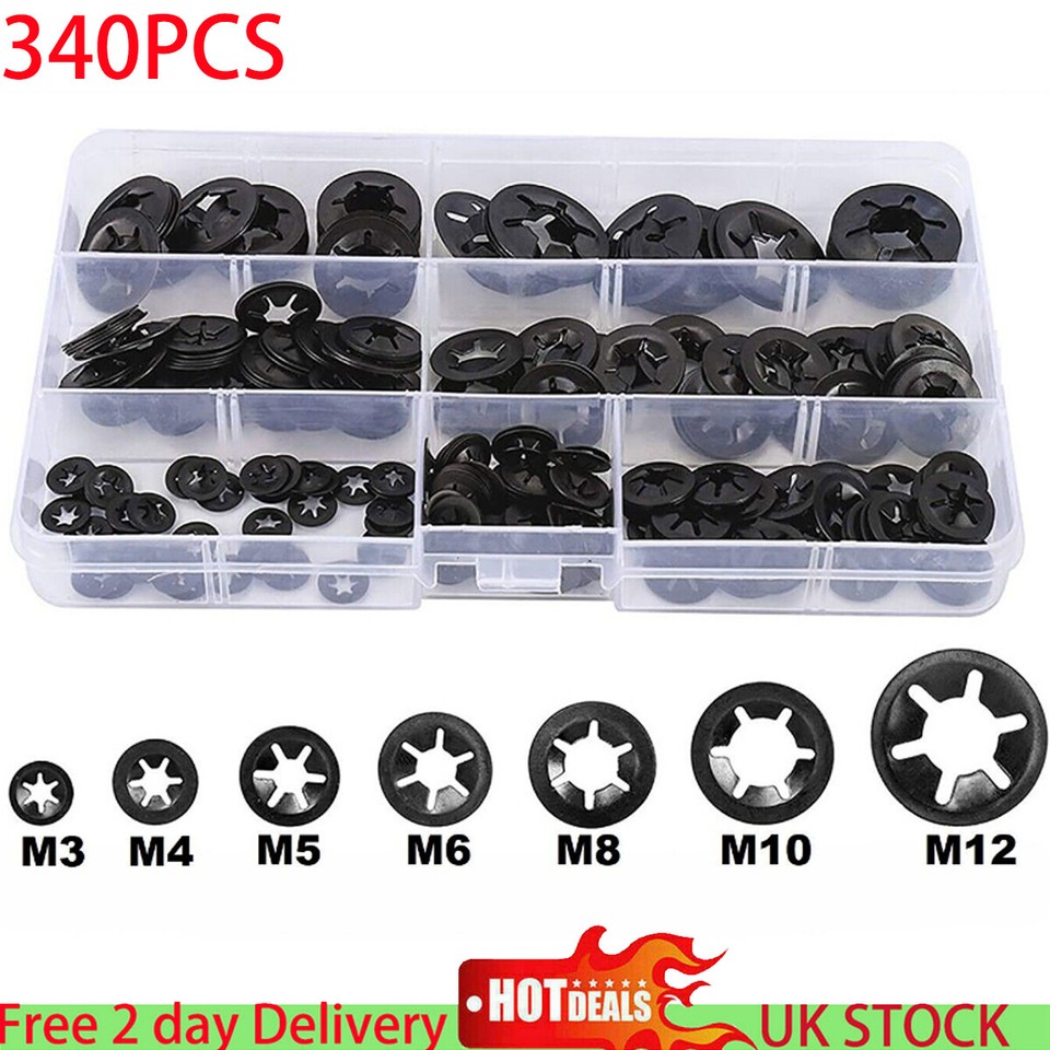 280/340x Star Nut Metal Starlock Push-on Locking Washer Clips Fastener ...