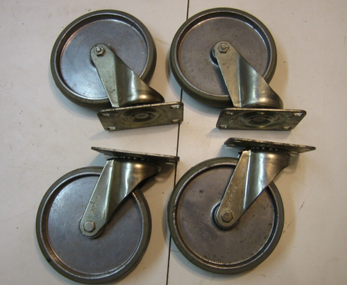 4 Colson Swivel Casters, 5" -Solid metal non-locking wheel- Bolt on ...