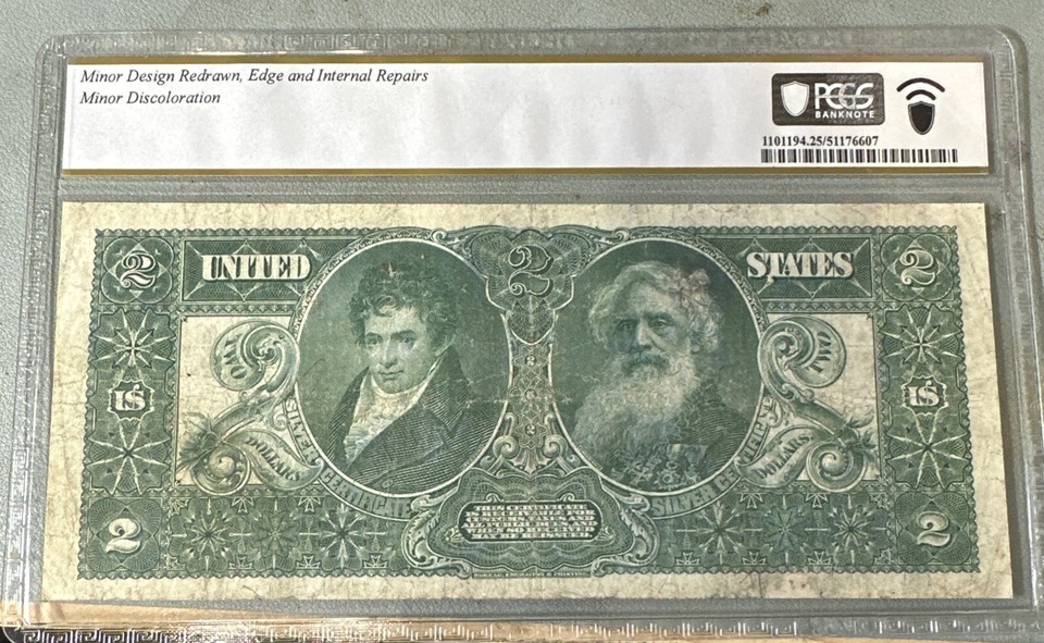 Fr.247 1896 $2 Two Dollar Silver Certificate "EDUCATIONAL NOTE" , PCGS ...