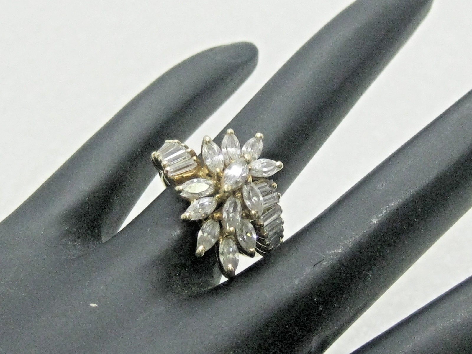 14kt Cubic Zirconia Engagement/Waterfall Ring, Sz. 5.5, 6.10 grams ...