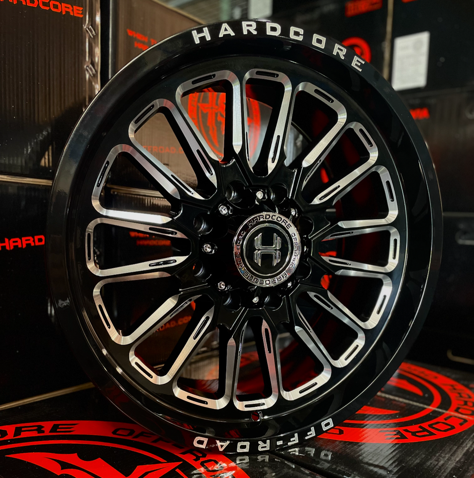 4x 20x9 Hardcore HC24 Wheels Gloss Black Milled 6x5.5 6x139.7 Chevy ...