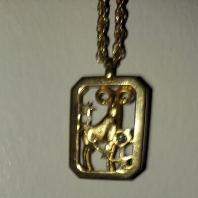 Pierre Cardin Vintage 1979 Aries Cut-Out Zodiac Necklace with Genuine ...