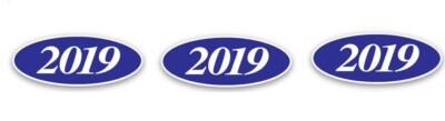 Car Dealer Oval Model Year Stickers Large Windshield Stickers Blue year ...