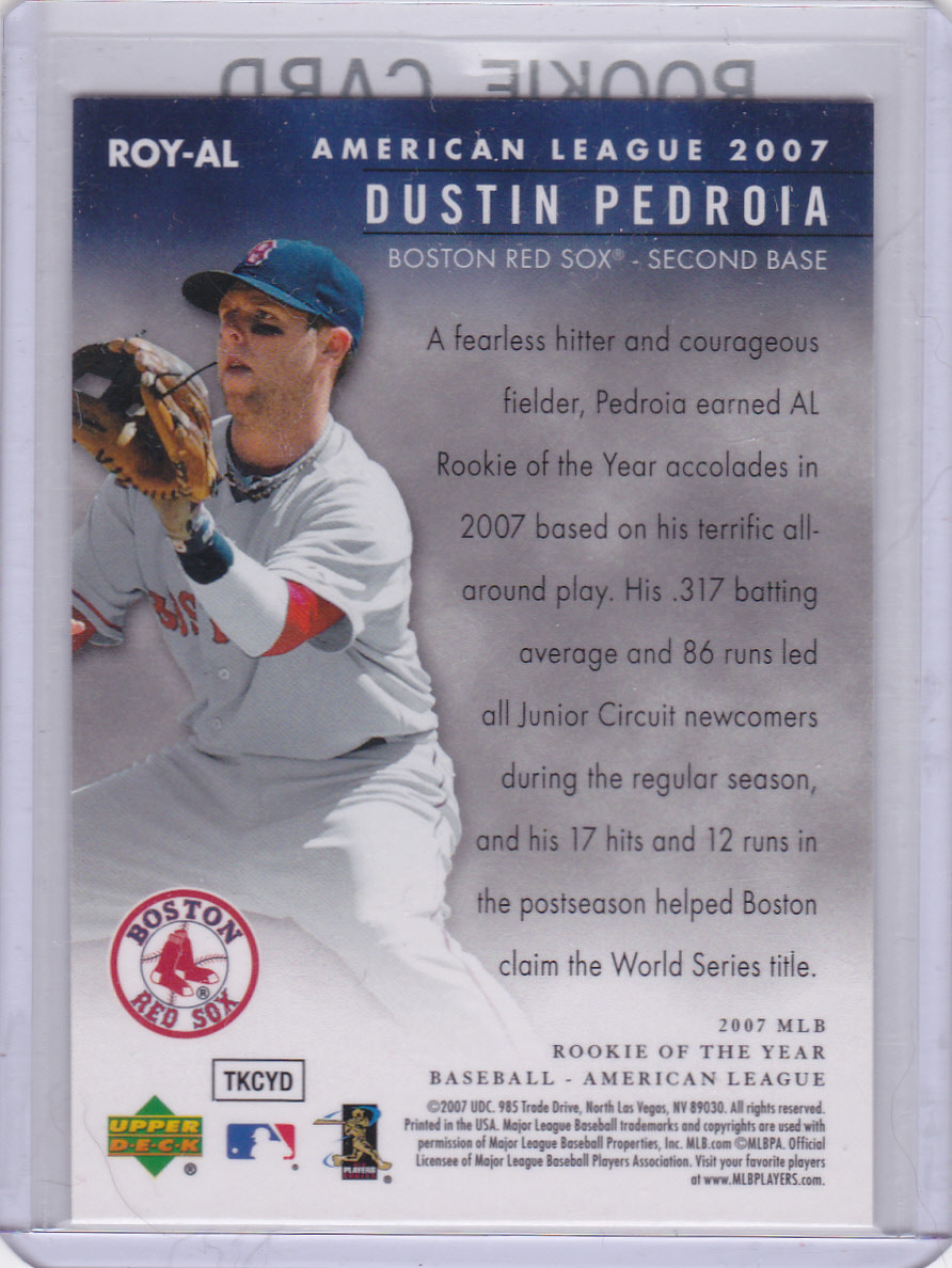 DUSTIN PEDROIA Upper Deck RC Boston RED SOX ROOKIE CARD Baseball AL ...