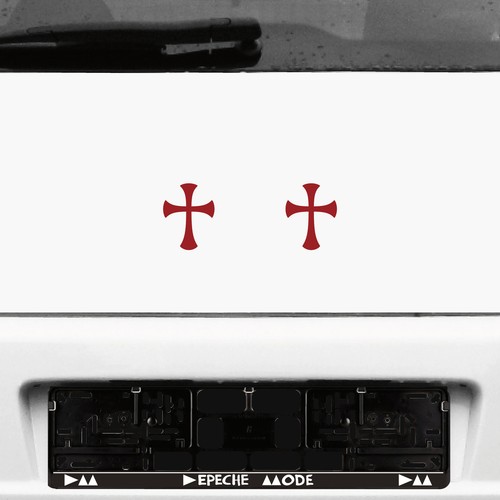 2 Piece 8cm Dark Red Gothic Templar Temple Knight Cross Tattoo Sticker ...