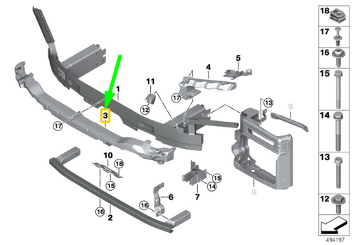 BMW X5 G05 Front Bumper Top Impact Absorber 7421623 51117421623 NEW ...