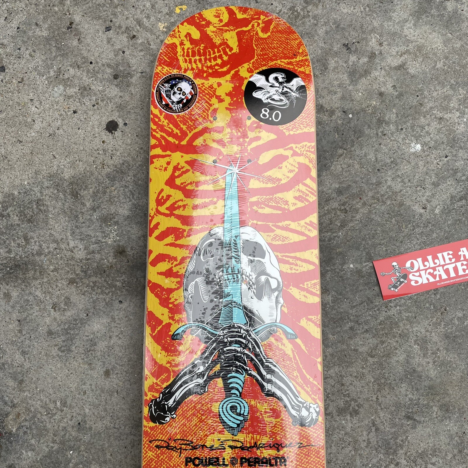 Powell Skull and Sword Skate Deck Red Yellow 8 for sale online | eBay