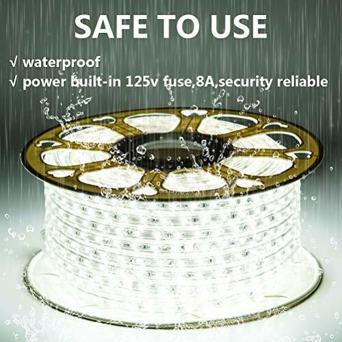 GUOTONG 131.2ft/40m LED Strip Rope Lights Waterproof 3000K Warm White ...