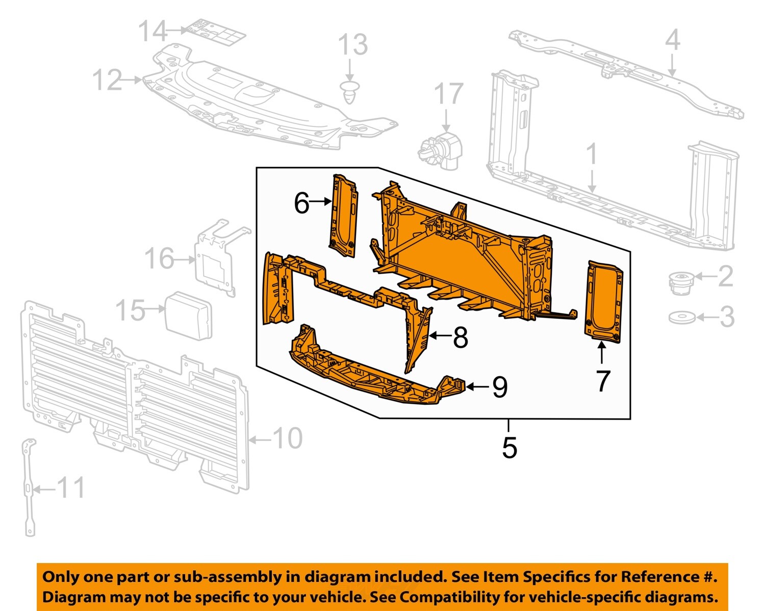 Cadillac GM OEM 15-18 Escalade Radiator Core Support-Mount Panel ...