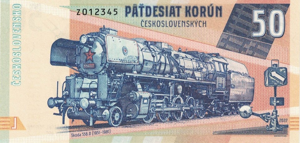 Czechoslovakia 50, 100 & 200 Korun 2022 Locomotive x3 UNC; Gabris Matej ...