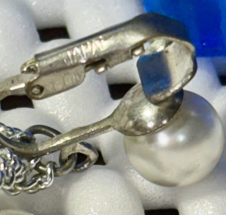 Vintage Multi Strand Faux Pearl Silver Tone Necklace & Clip Earrings | eBay