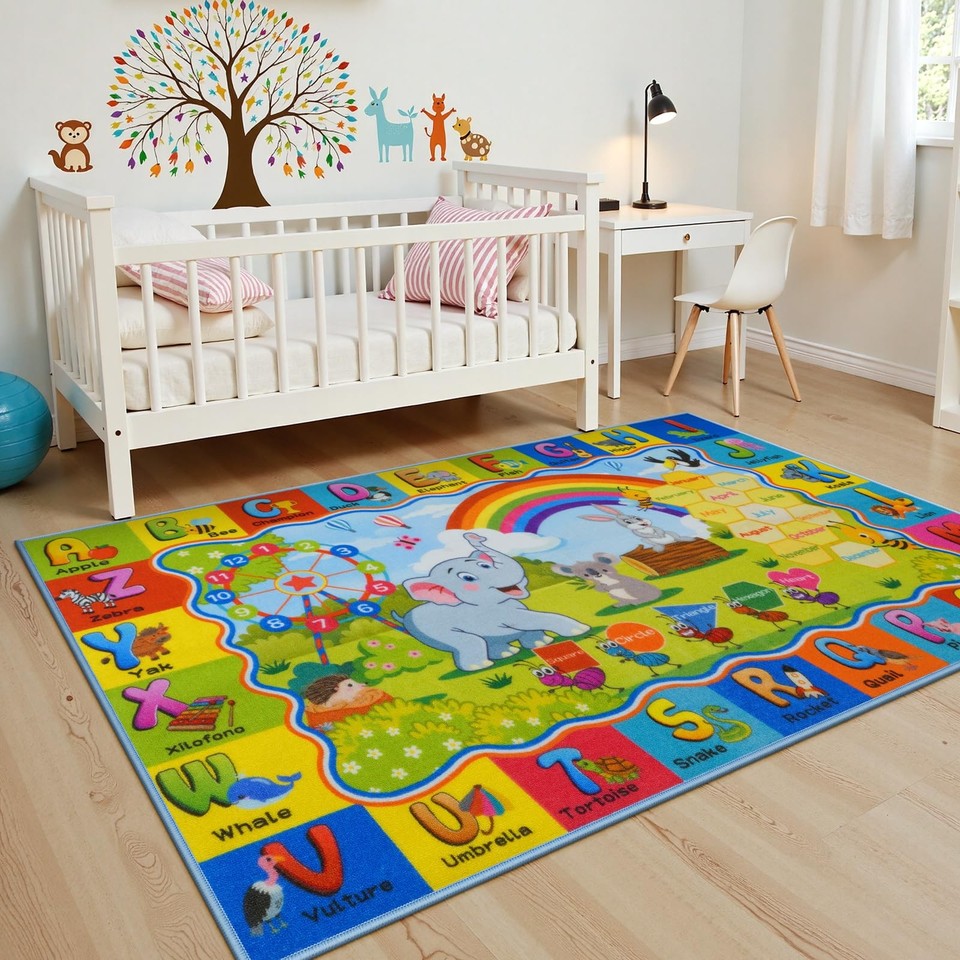 ABC Rugs for Kids Playroom, Soft Non-Slip Colorful Educational Kids Rug ...