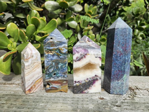 Crystal Tower Bundle 4 Peice/ Natural Crystal Healing Point /Ruby ...