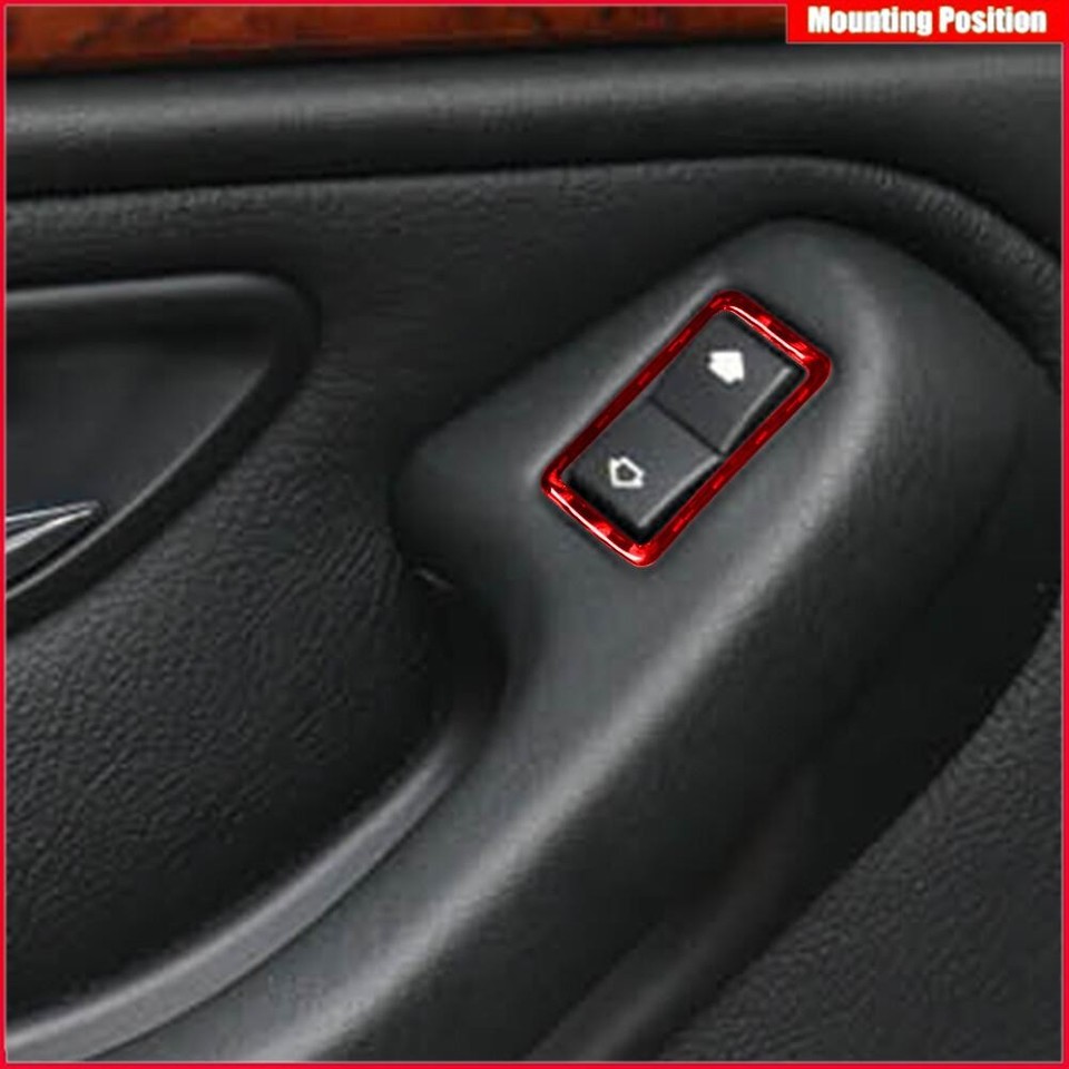 Red Carbon Fiber Rear Door Window Control Cover Sticker For BMW M5 E39 ...