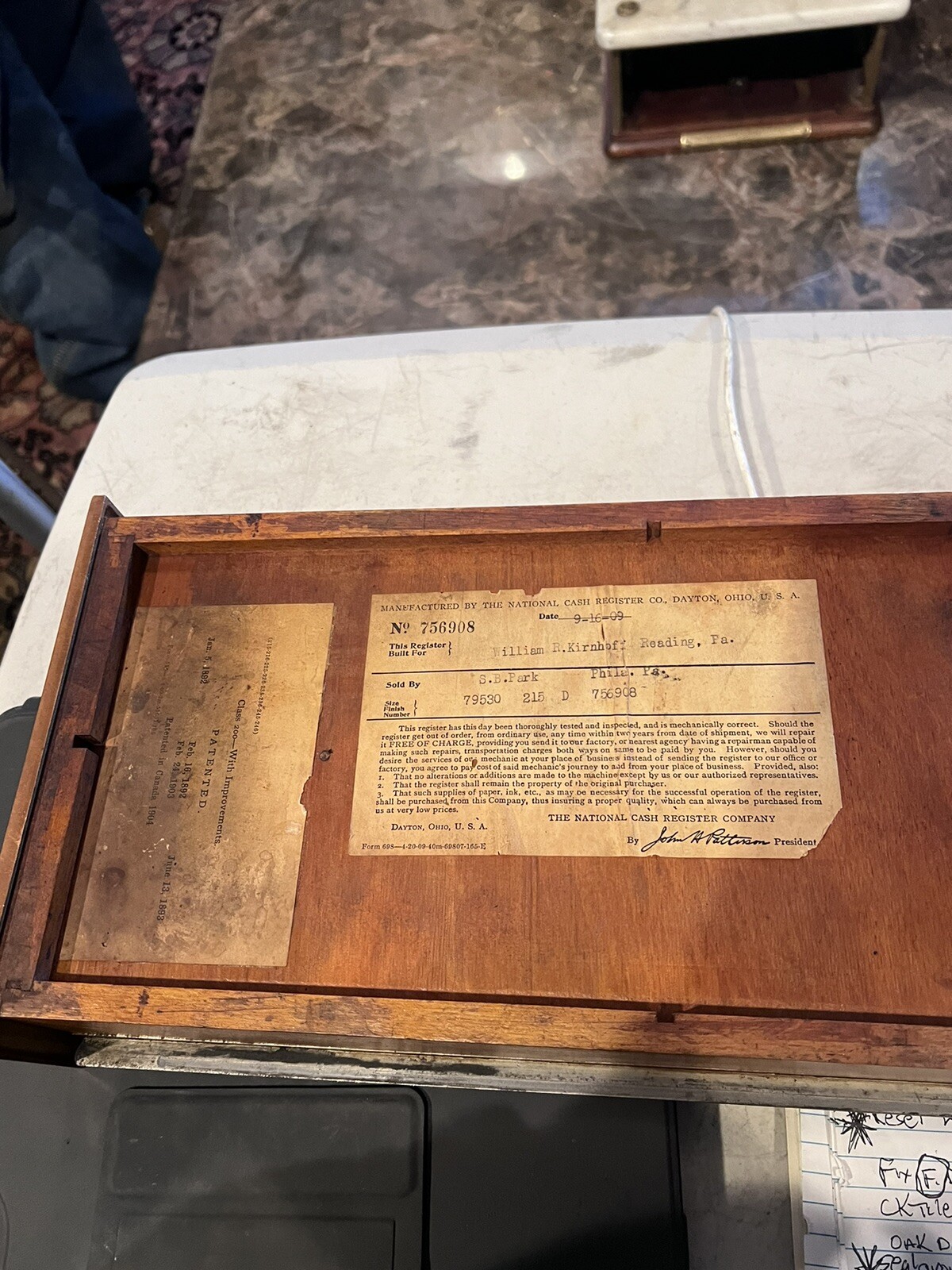 FREE NCR CLOCK /BRASS #215 NATIONAL CASH REGISTER /MARQUIS MARBLE /WOOD ...