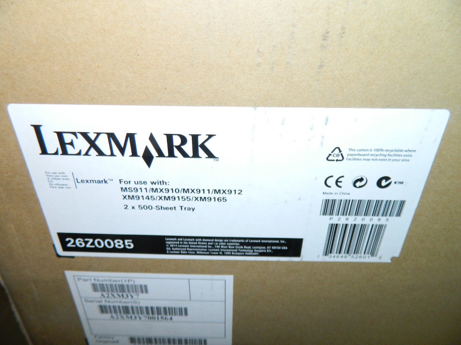 New Genuine Lexmark 26Z0085 2X 500 Paper Sheet Drawers MS911 MX910 ...