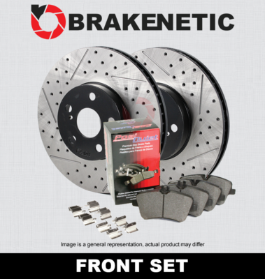 [FRONT] BRAKENETIC PREMIUM Drill Slot Brake Rotors + POSI Pads X5M X6M ...